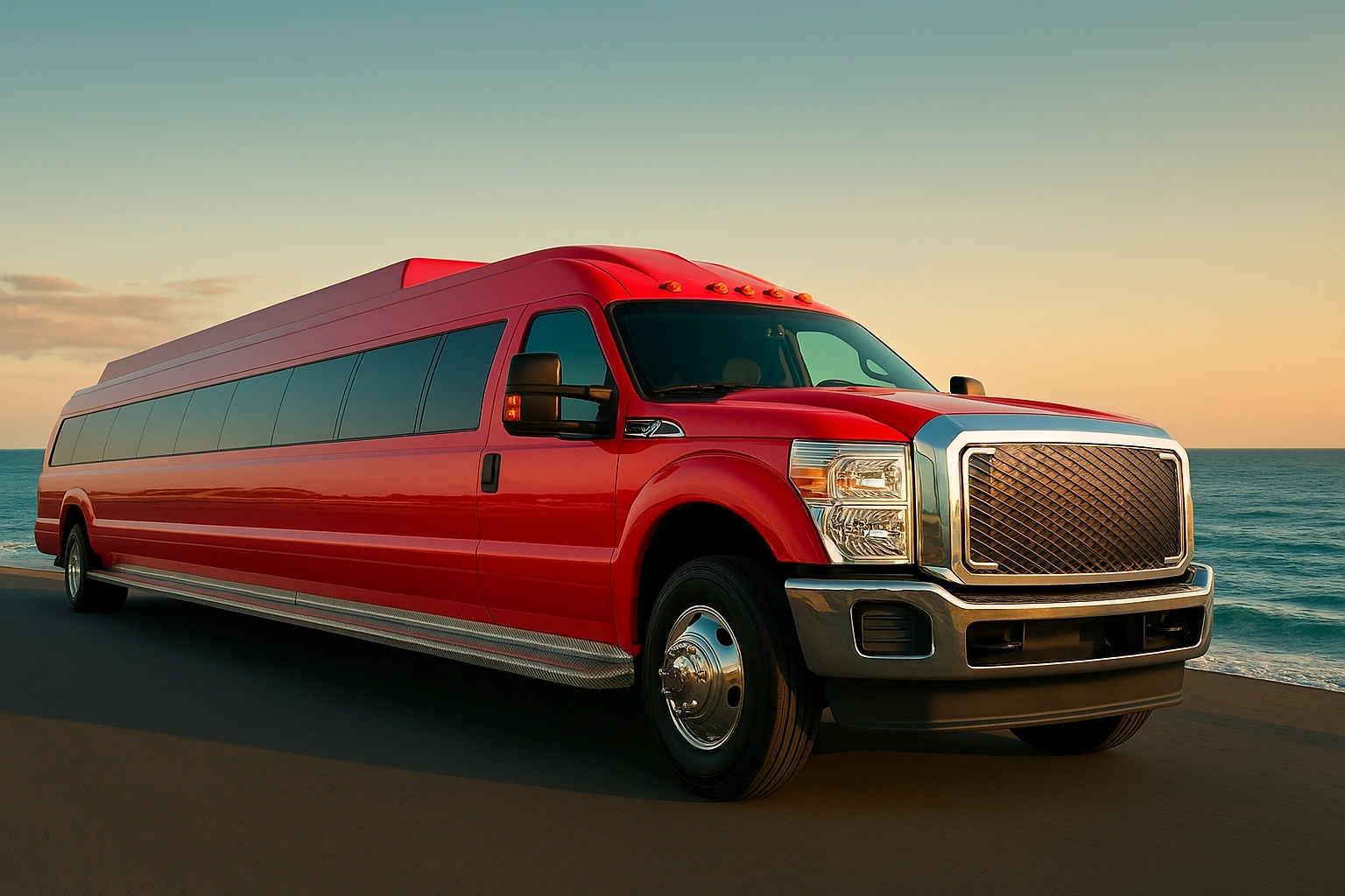 How to Book F550 Big Red limousine car rental in Dubai